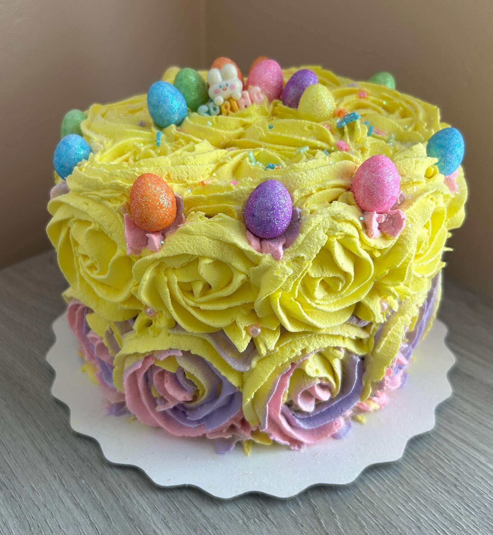 One Fake 5" Easter Spring Cake With Bunny-whimsical Easter Rosette Cake – Faux Display - Etsy
