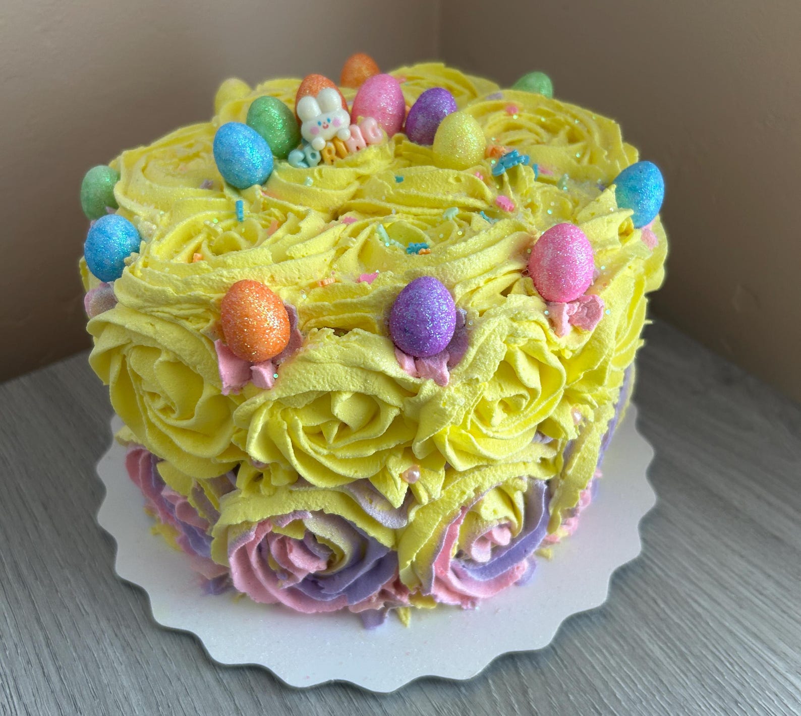 One Fake 5" Easter Spring Cake With Bunny-whimsical Easter Rosette Cake – Faux Display - Etsy