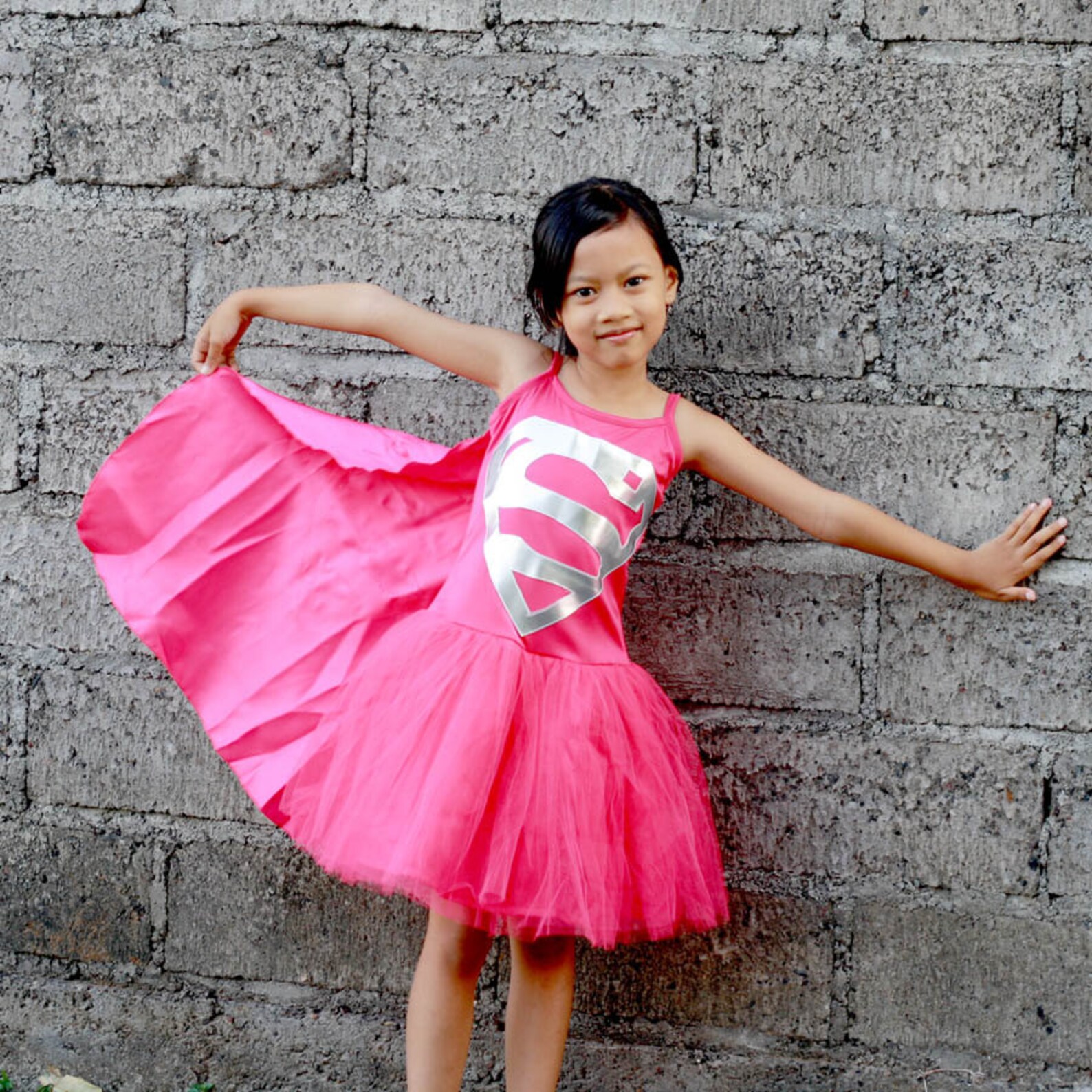 Supergirl Costume Pink Superhero Costume With Cape Superhero - Etsy