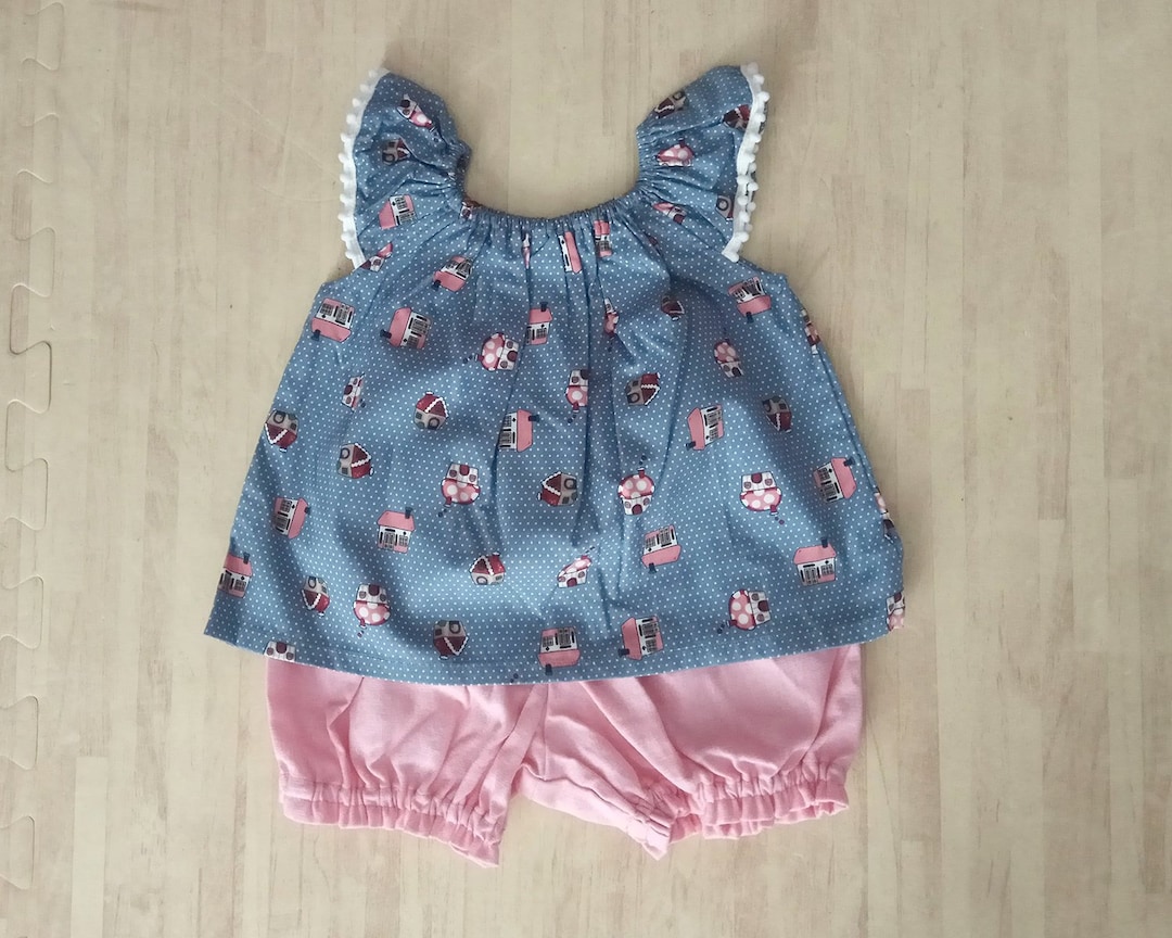 Baby Girl Top and Bloomer Set: House Print Cotton Outfit - Etsy