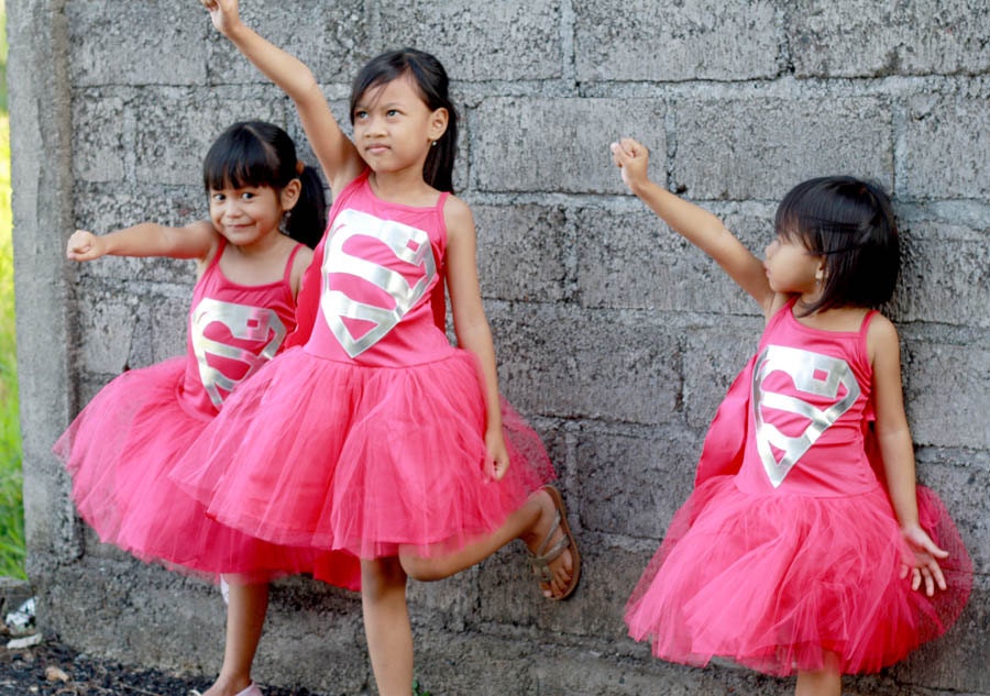 Supergirl costume Pink superhero costume with cape Superhero | Etsy