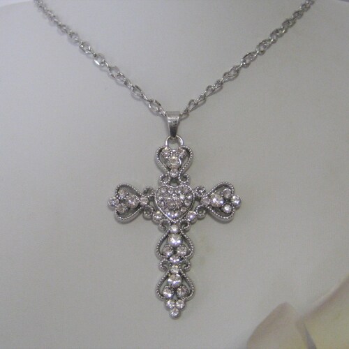 Large Rhinestone Cross With 27 Adjustable Necklace - Etsy