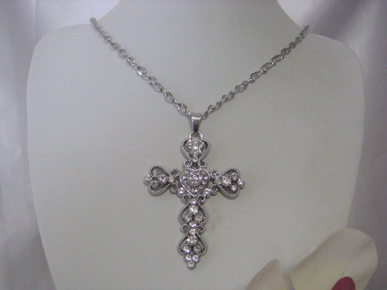 Large Rhinestone Cross With 27 Adjustable Necklace - Etsy