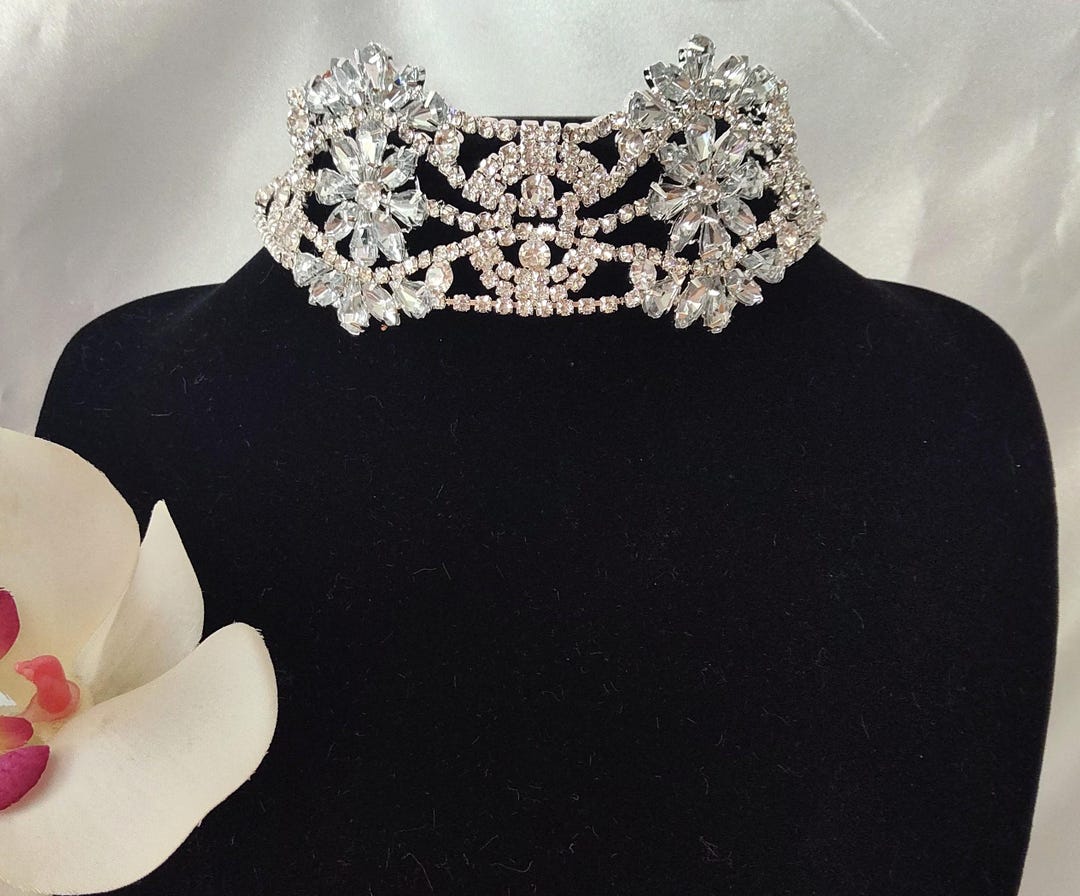 Rhinestone Choker Necklace Wedding Bridal Prom Pageant 2" at the Wides ...