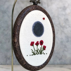 Blue Moon With Poppy Flowers Halloween 2020 Hand Embroidery Original ...