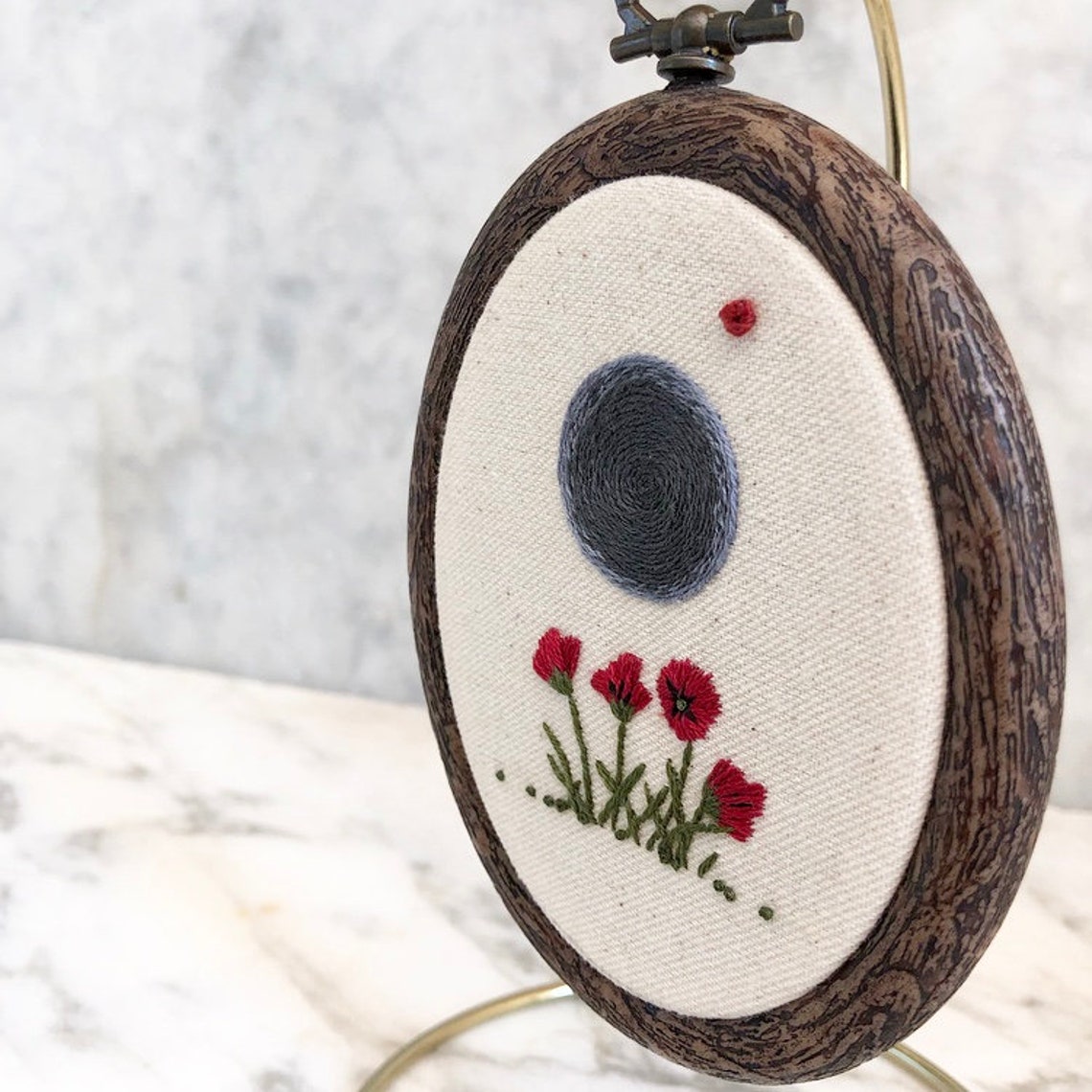 Blue Moon With Poppy Flowers Halloween 2020 Hand - Etsy