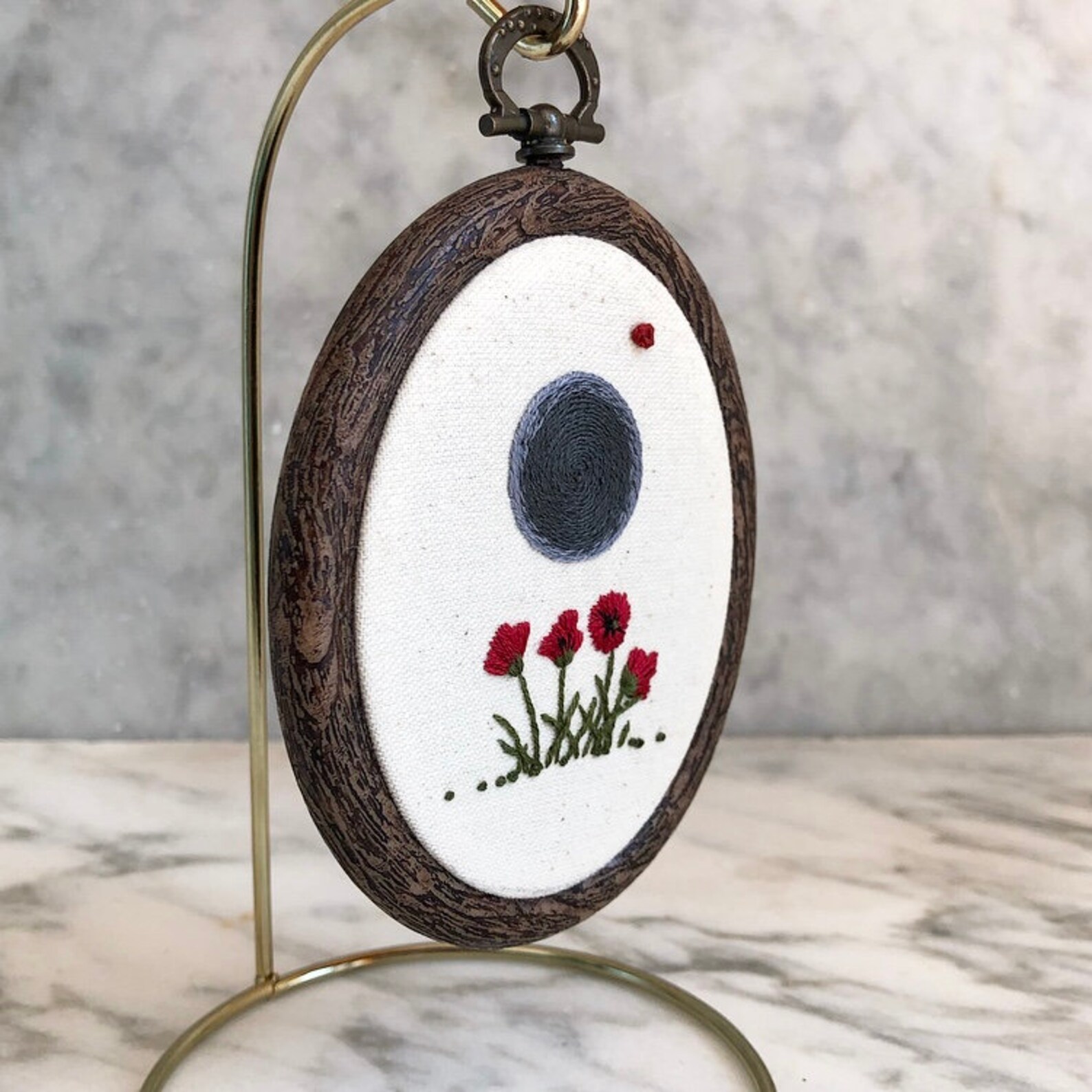 Blue Moon With Poppy Flowers Halloween 2020 Hand - Etsy