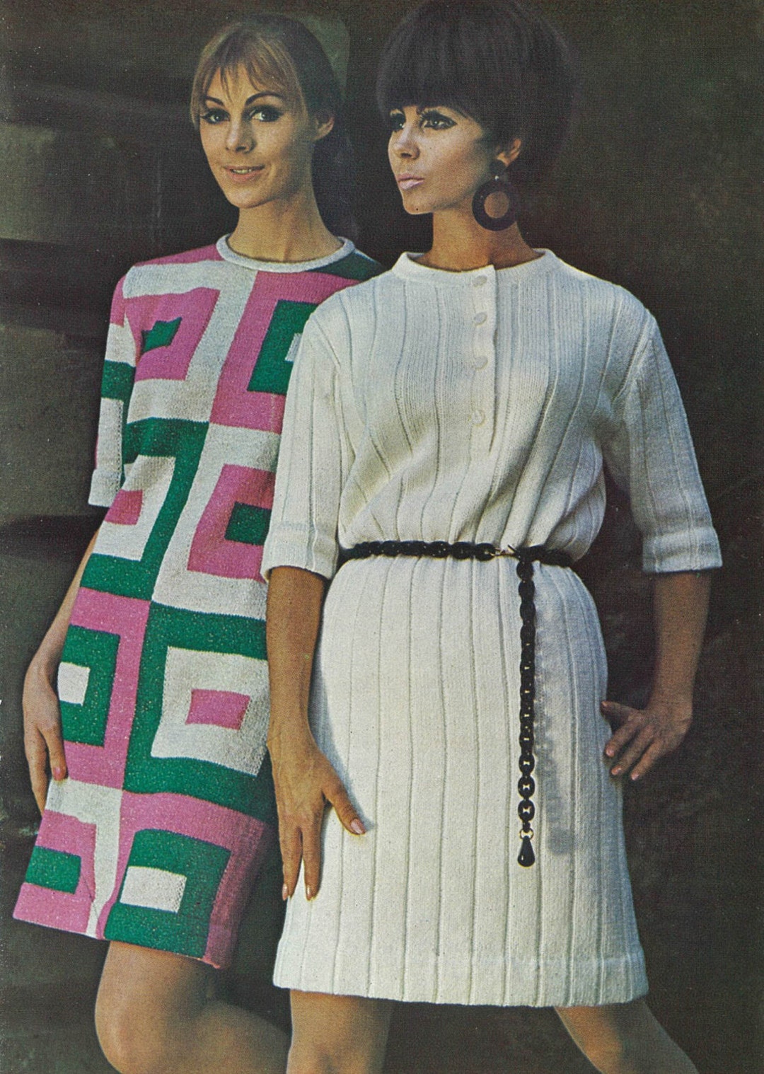 Ladies Broad Ribbed Dress With Front Opening Pattern PDF Knitting ...