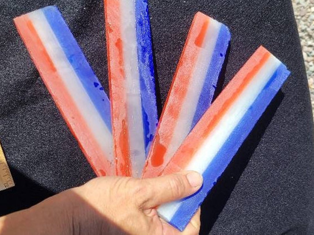 Patriotic RW&B Fiber Optic Glass Slabs (4) Slabs Rough for ...