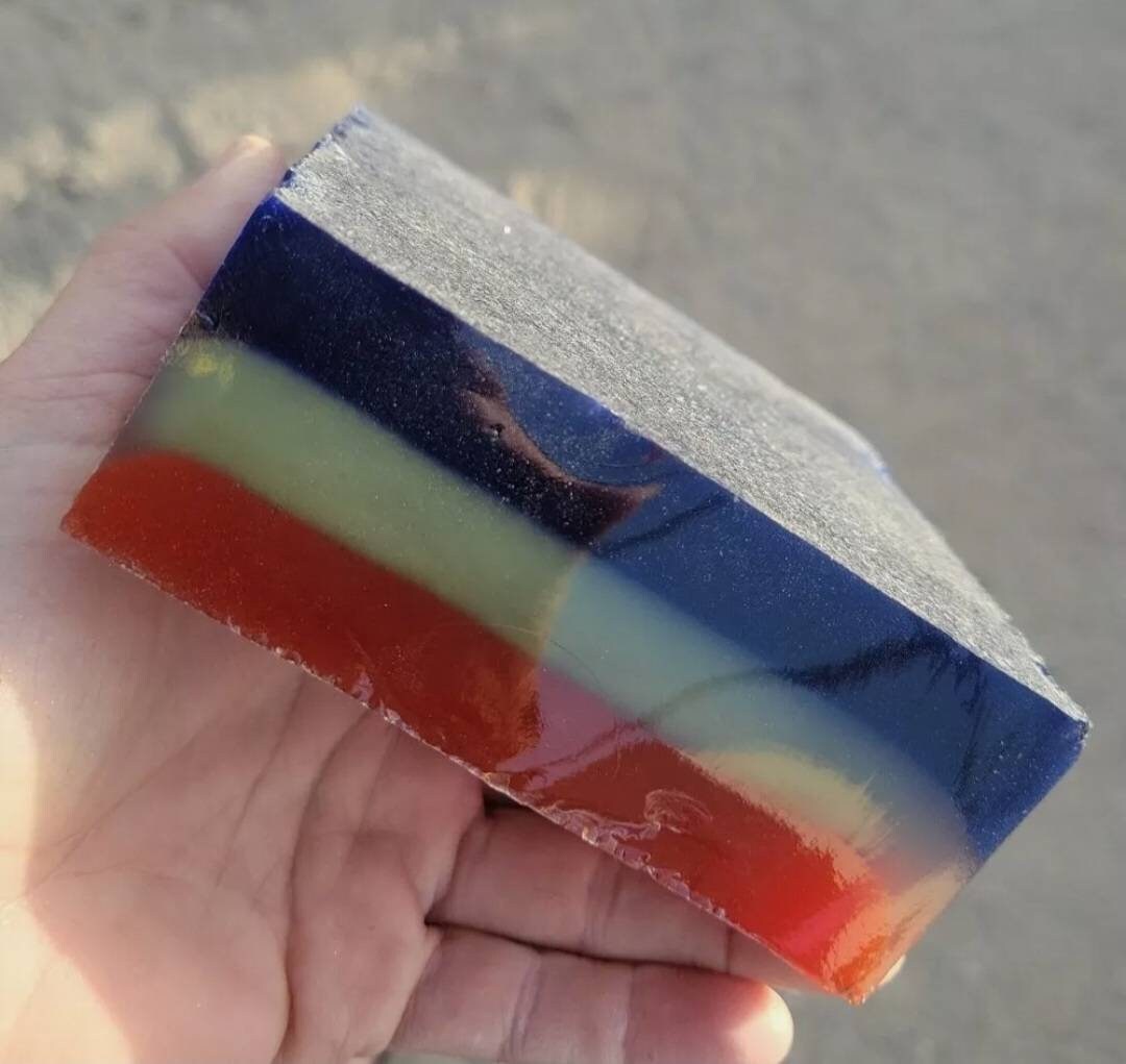 Fiber Optic Glass Block Rough Patriotic Red White & Blue for ...