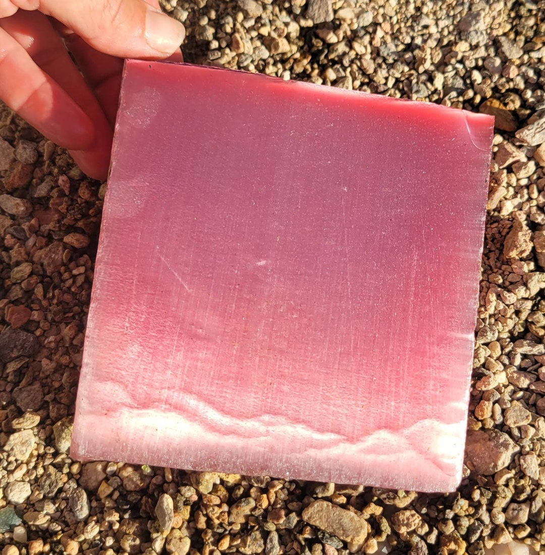 Pink Fiber Optic Glass Block 1 1/8" Flintknapping Lapidary Cabochon ...