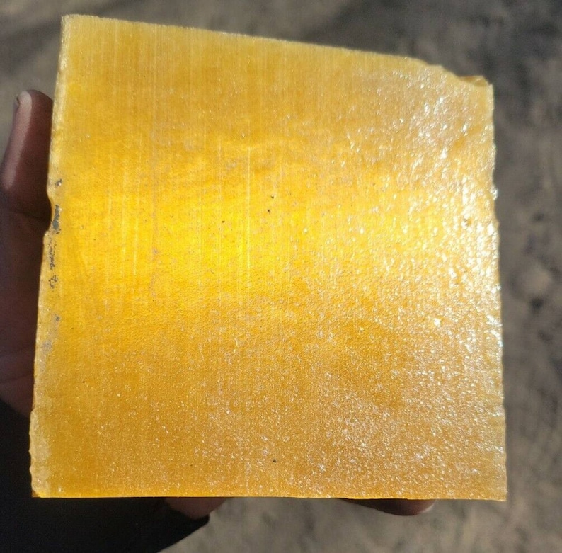 Fiber Optic Glass GOLD Block Rough Slab Cab Flint Knapping Arrowhead 2. ...