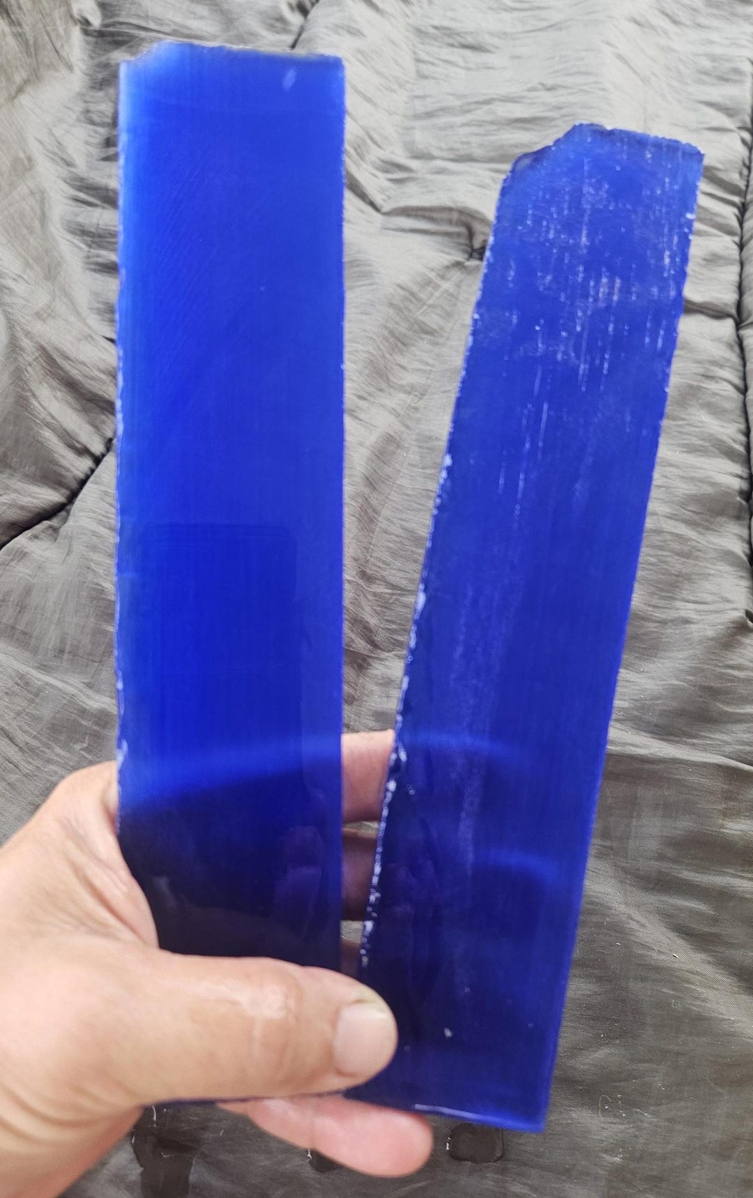 Fiber Optic Glass Slabs (2) COBALT BLUE Slabs Rough for Flintknapping ...