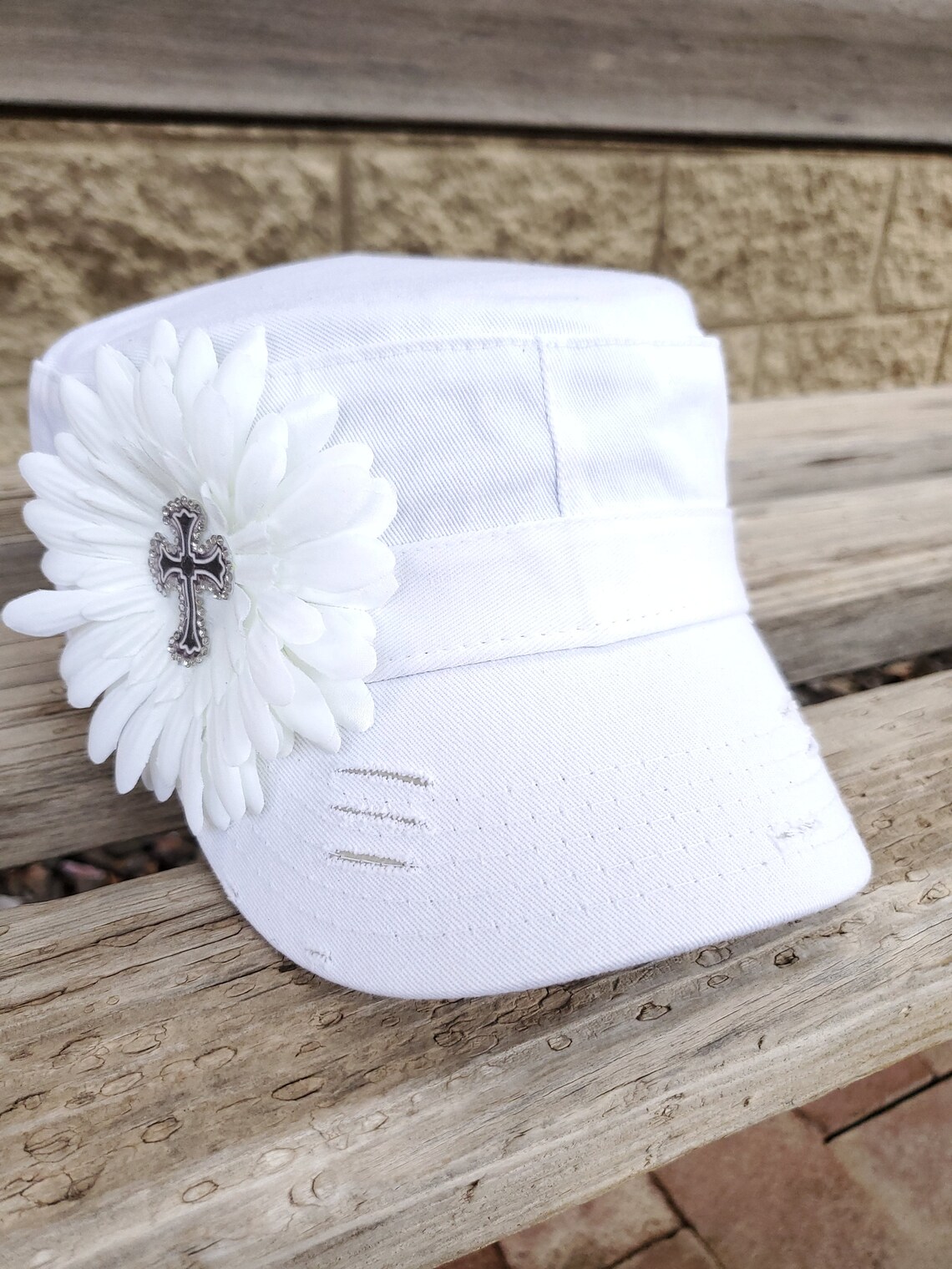 Rhinestone Cross Hats With Flowers and Rhinestone Cross You - Etsy