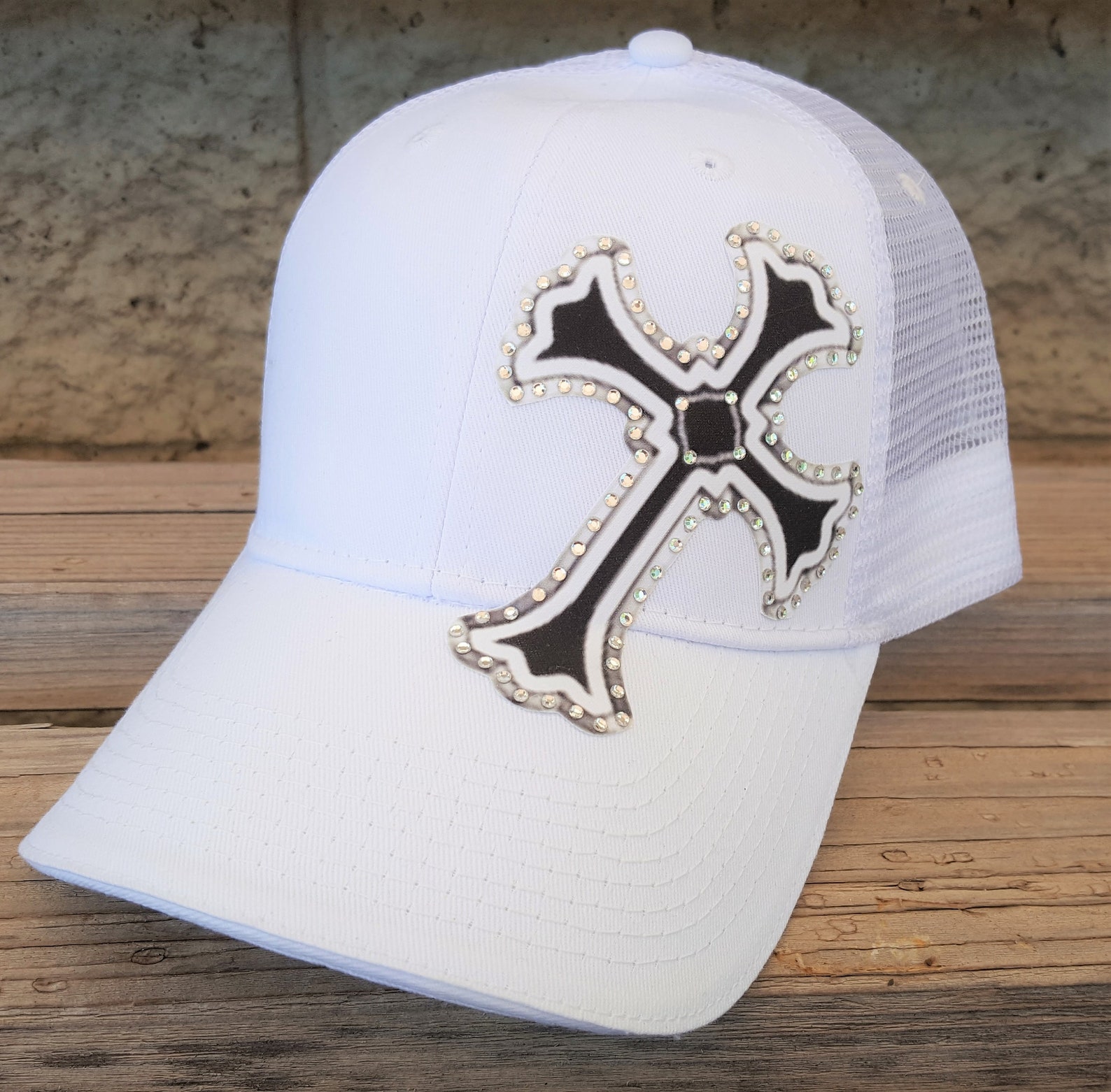 Bling Cross Hats, Rhinestone Cross Trucker Caps Many Colors Available ...