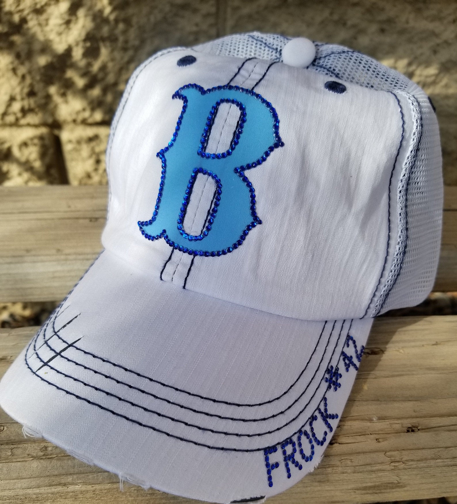 Varsity Letter B Baseball Mom Hat Rhinestone Letter Hat - Etsy