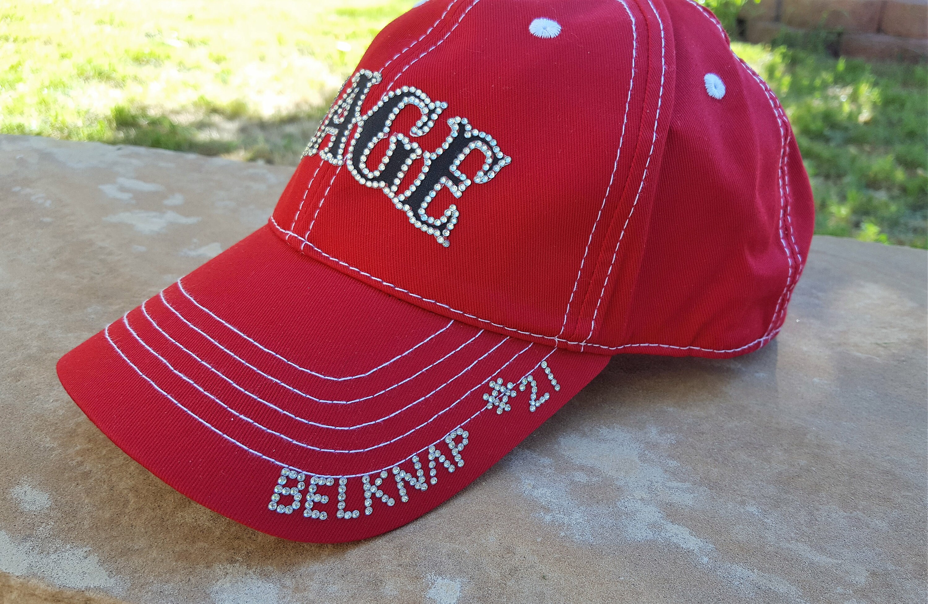 Baseball Mom Hats Custom Baseball Team Bling Hats Red | Etsy