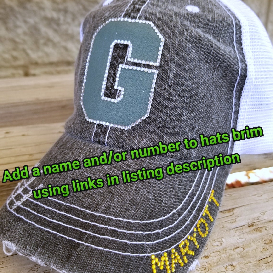 Varsity Letter B, Baseball Mom Hat, Rhinestone Letter Hat, Custom Bling ...