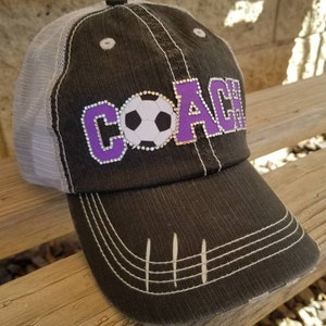 Soccer Coach Hat, Bling Soccer Hat Customized for Coach! Coaches Bling ...