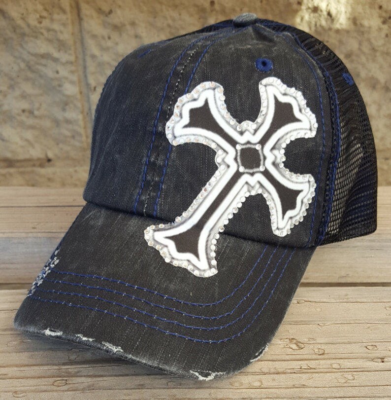 Bling Cross Hats Rhinestone Cross Trucker caps Many colors | Etsy