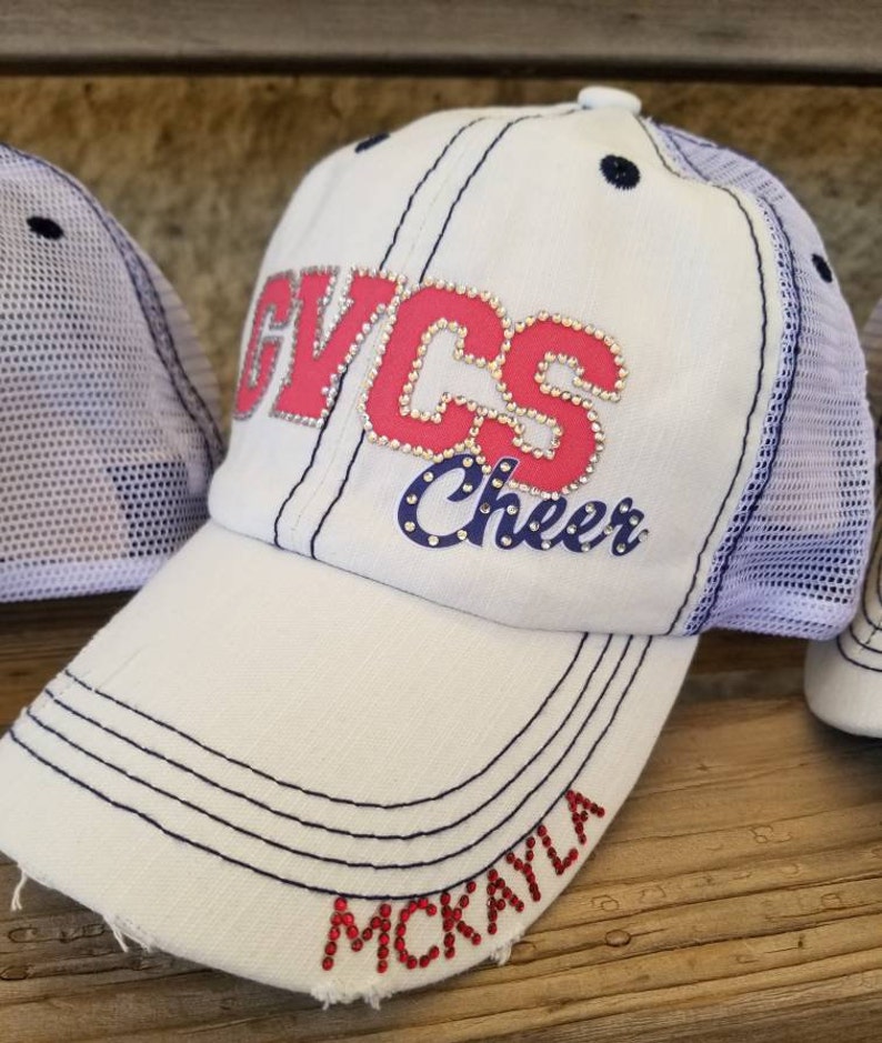 Cheer Mom Hat Custom Bling Cheer Hats your teams name or logo | Etsy