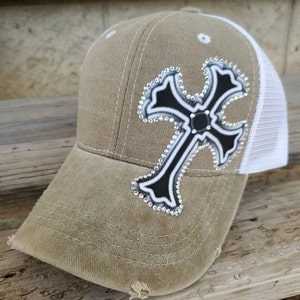 Bling Cross Hats, Rhinestone Cross Trucker Caps Many Colors Available ...