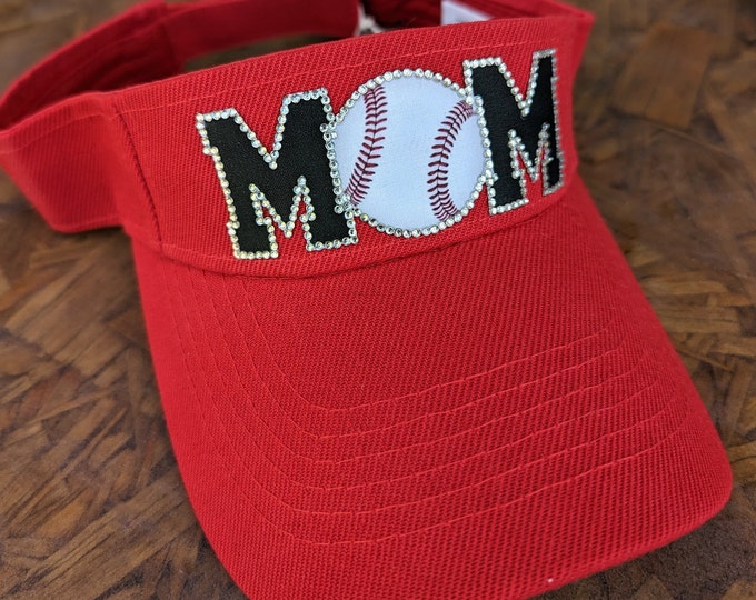 Rhinestone Baseball MOM Visor - Etsy
