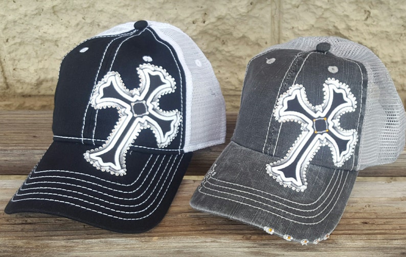 Cross Hats Rhinestone Cross Mesh Trucker Caps Many Colors - Etsy