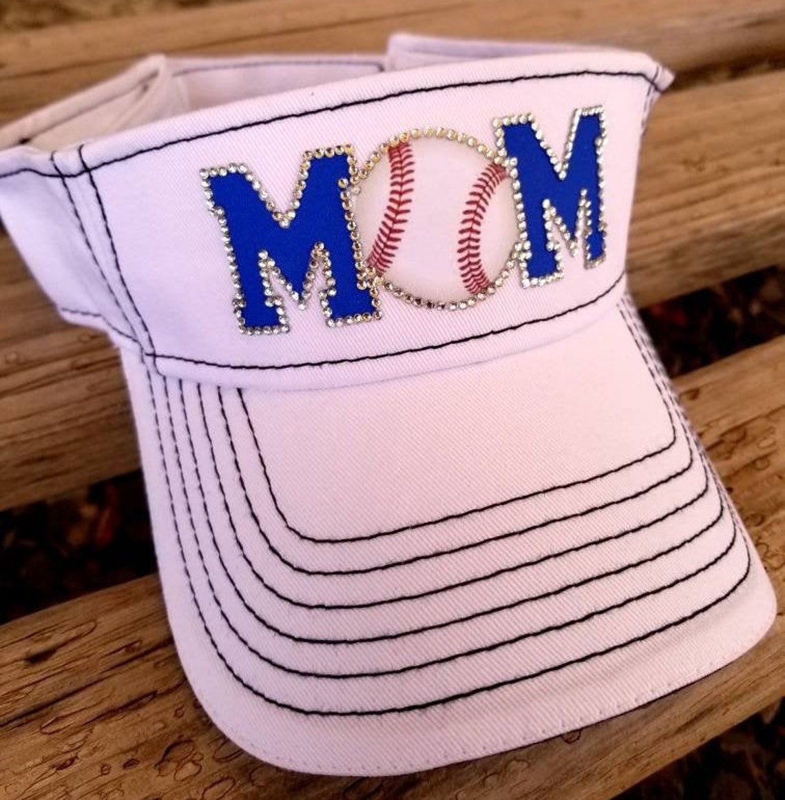 Rhinestone Baseball MOM Visor | Etsy