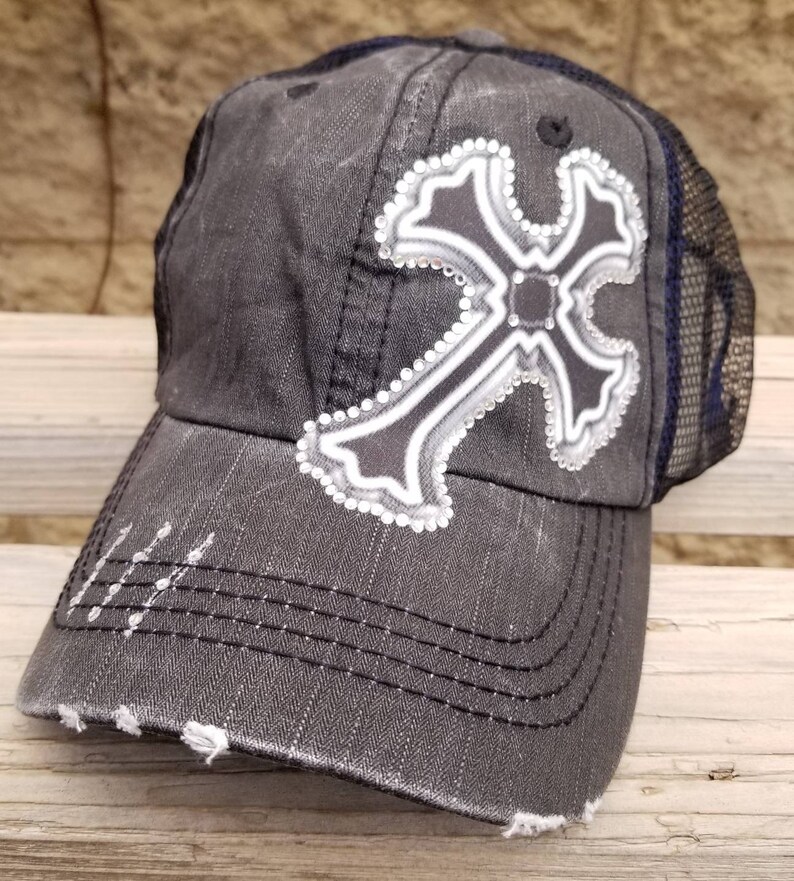 Bling Cross Hats, Rhinestone Cross Trucker Caps Many Colors Available ...