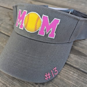Softball Mom Sun Visor, Custom Team Sun Visors, Rhinestone Softball Mom ...