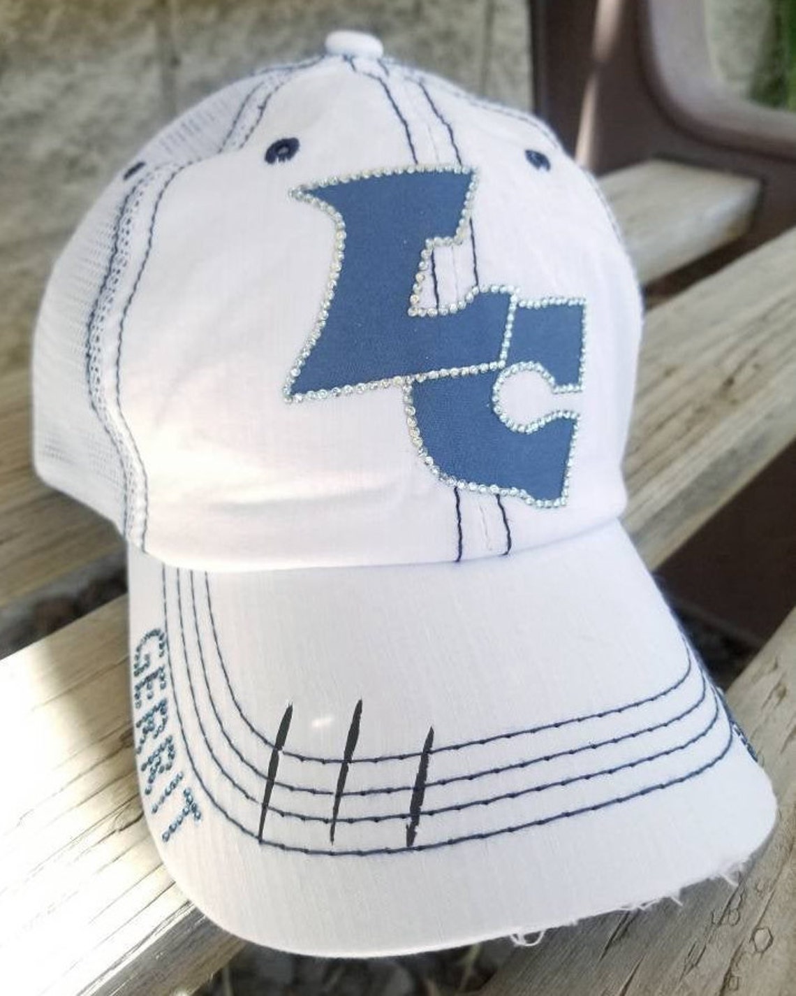 Varsity Letter Hat Rhinestone Letter Hat Custom Team Logo - Etsy