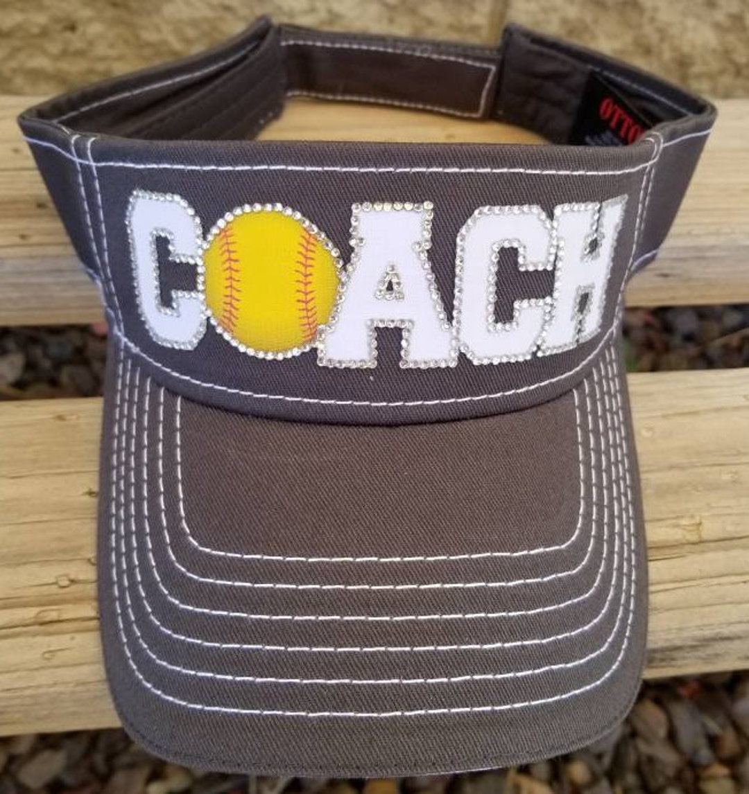 Softball Coach Sun Visor, Rhinestone Softball Sun Visor for Coach ...