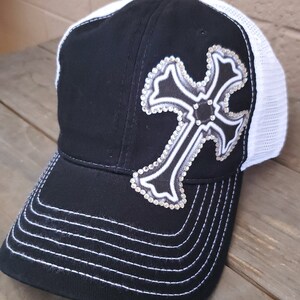 Rhinestone Cross Hat, Bling Cross Dad Hats and Trucker Caps, Contrast ...