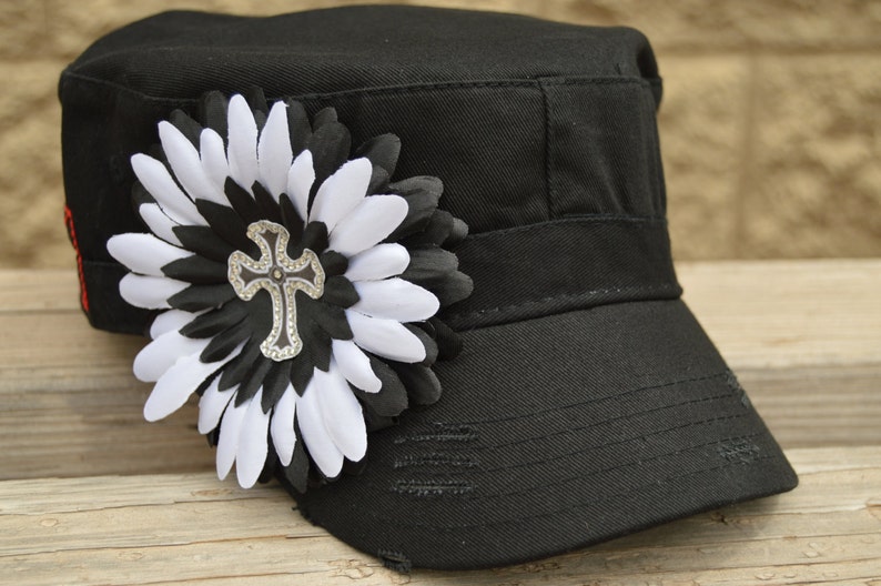 Rhinestone Cross Hats With Flowers and Rhinestone Cross- You Choose Hat ...