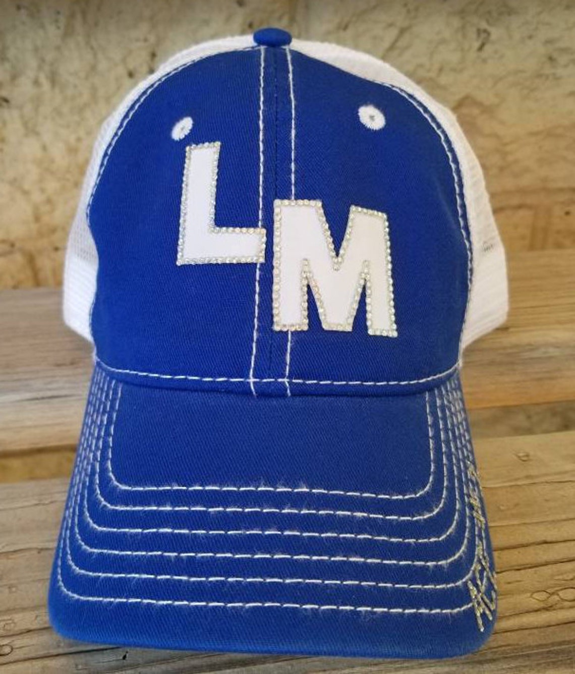 Varsity Letter Hat Rhinestone Letter Hat Custom Team Logo - Etsy