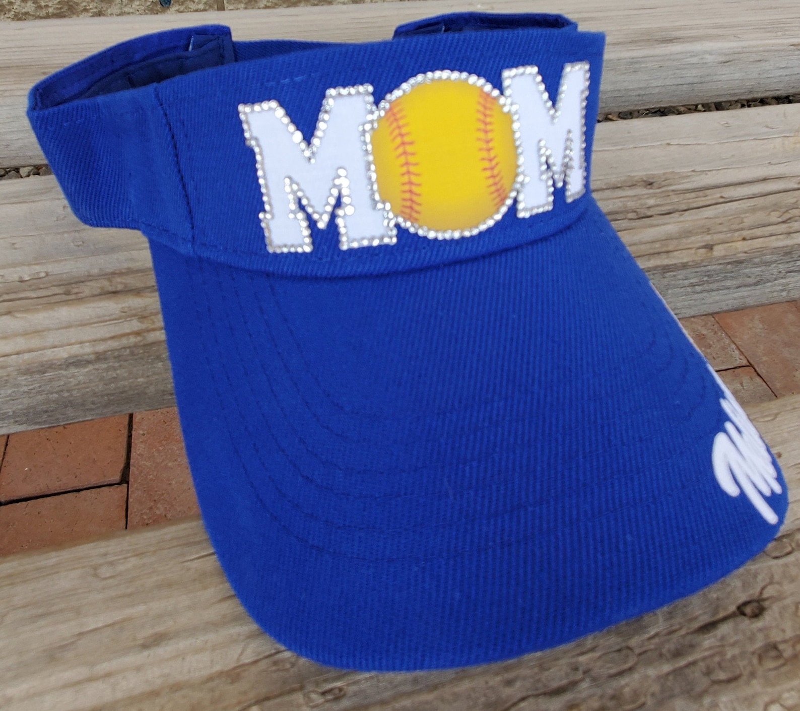 Softball Mom Sun Visor, Custom Team Sun Visors, Rhinestone Softball Mom ...
