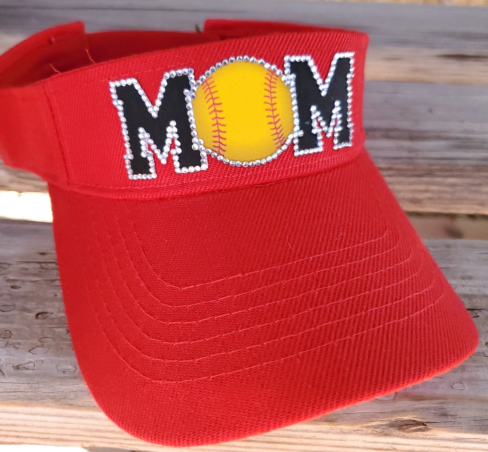 Softball Mom Sun Visor, Custom Team Sun Visors, Rhinestone Softball Mom ...