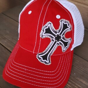 Bling Cross Hats, Rhinestone Cross Trucker Caps Many Colors Available ...