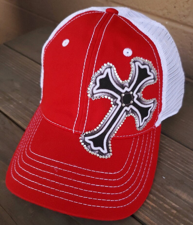 Bling Cross Hats, Rhinestone Cross Trucker Caps Many Colors Available ...
