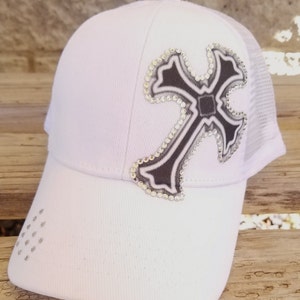 Rhinestone Cross Hat, Bling Cross Dad Hats and Trucker Caps, Contrast ...