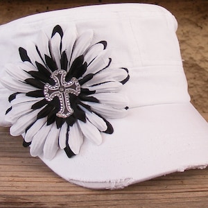 Rhinestone Cross Hats With Flowers and Rhinestone Cross- You Choose Hat ...