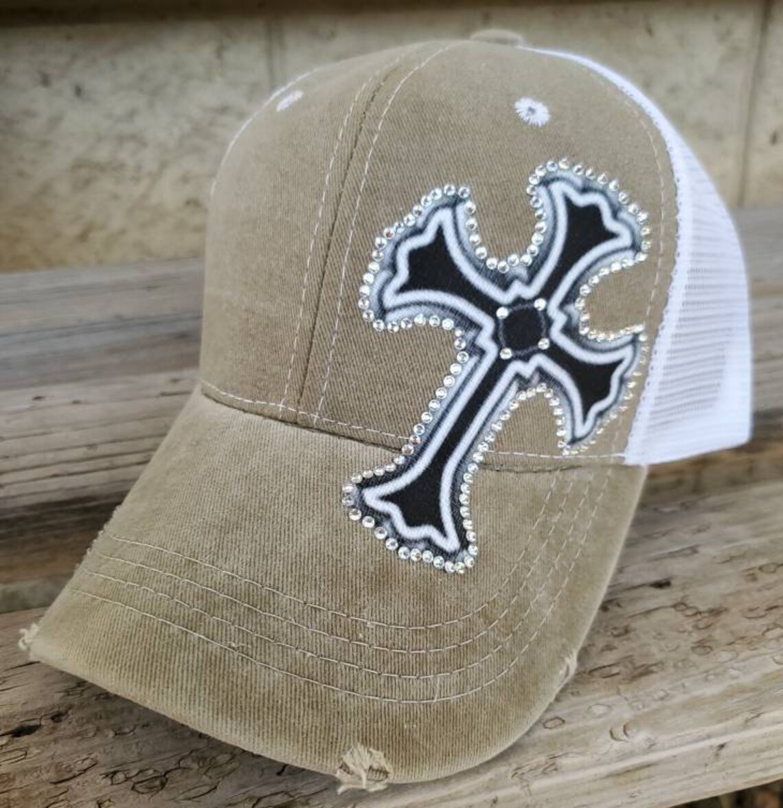 Cross hats rhinestone cross mesh trucker caps Many colors | Etsy