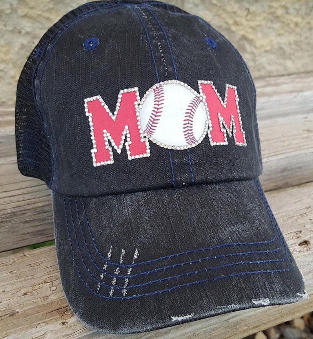 Baseball MOM Caps With Rhinestone Baseball M's Are Done in - Etsy