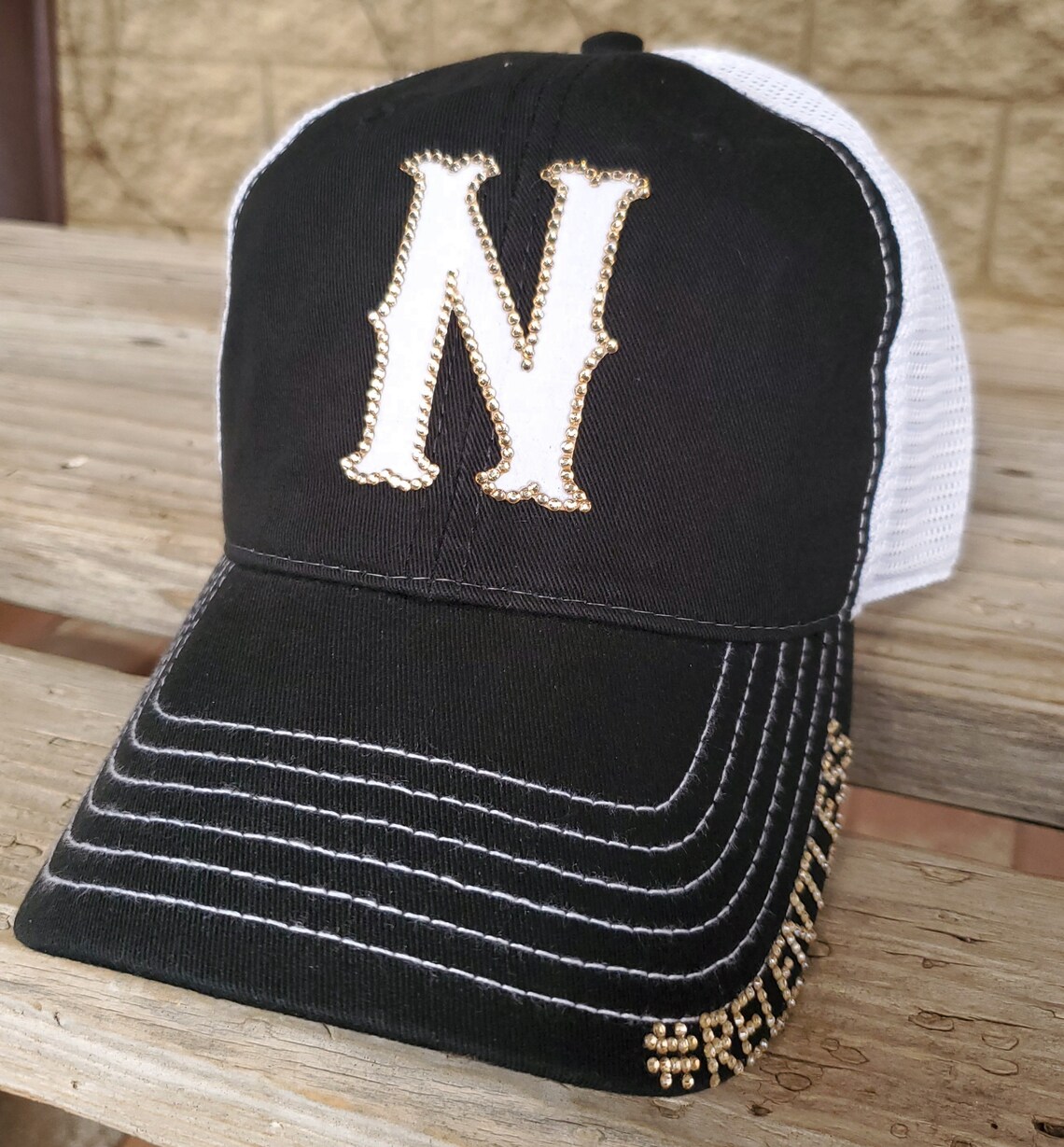 Varsity Letter B Baseball Mom Hat Rhinestone Letter Hat - Etsy