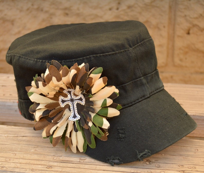 Rhinestone Cross Hats With Flowers and Rhinestone Cross- You Choose Hat ...