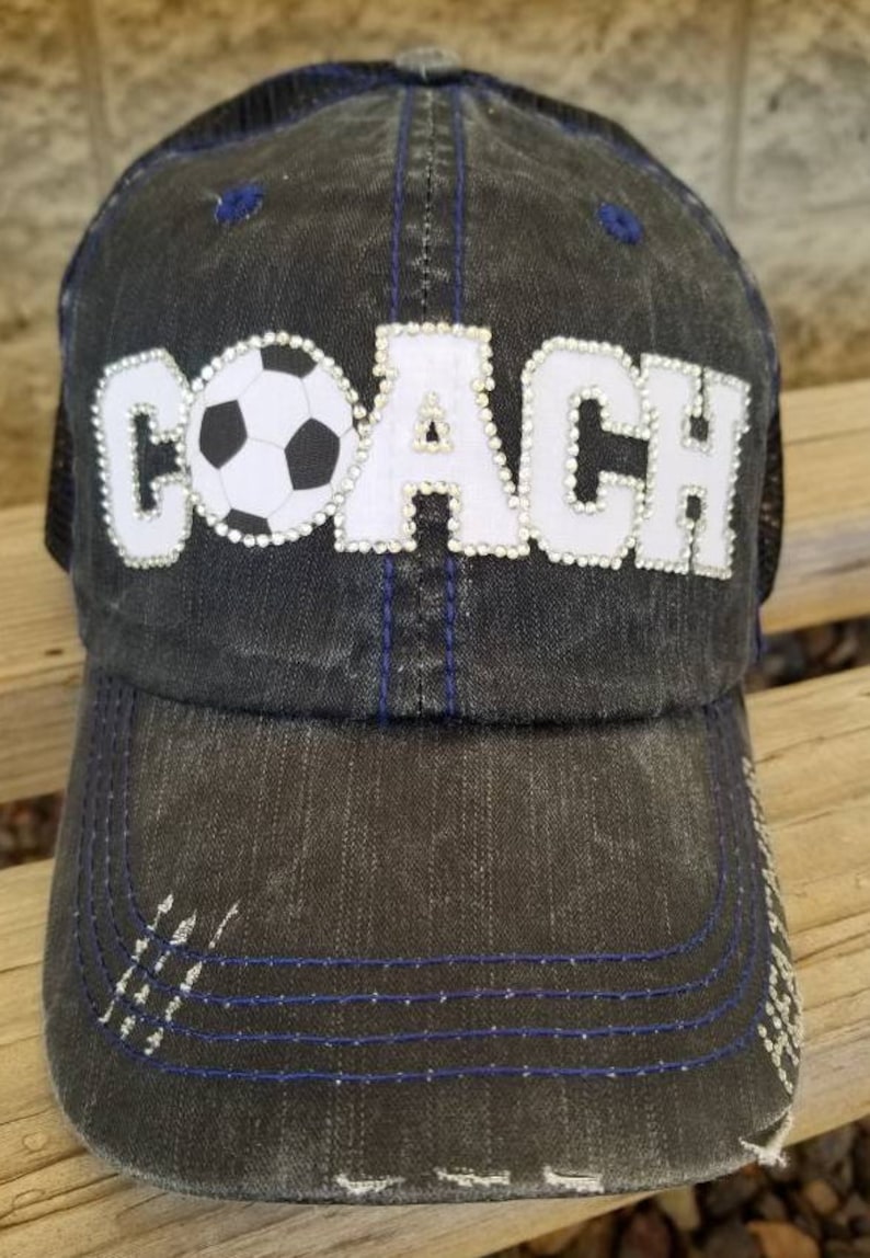 Soccer Coach Hat, Bling Soccer Hat Customized for Coach! Coaches Bling ...