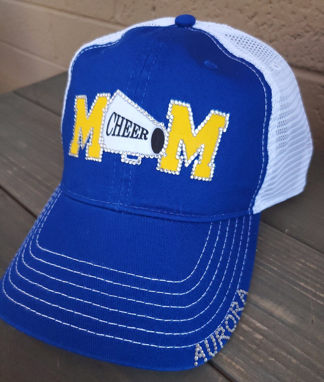Cheer Mom Hat, Rhinestone Cheer Hat, Custom Bling Cheer Mom Hat With ...