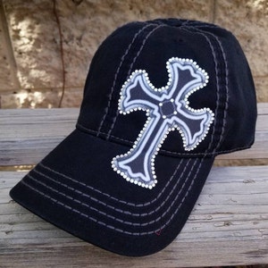 Rhinestone Cross Hat, Bling Cross Dad Hats and Trucker Caps, Contrast ...