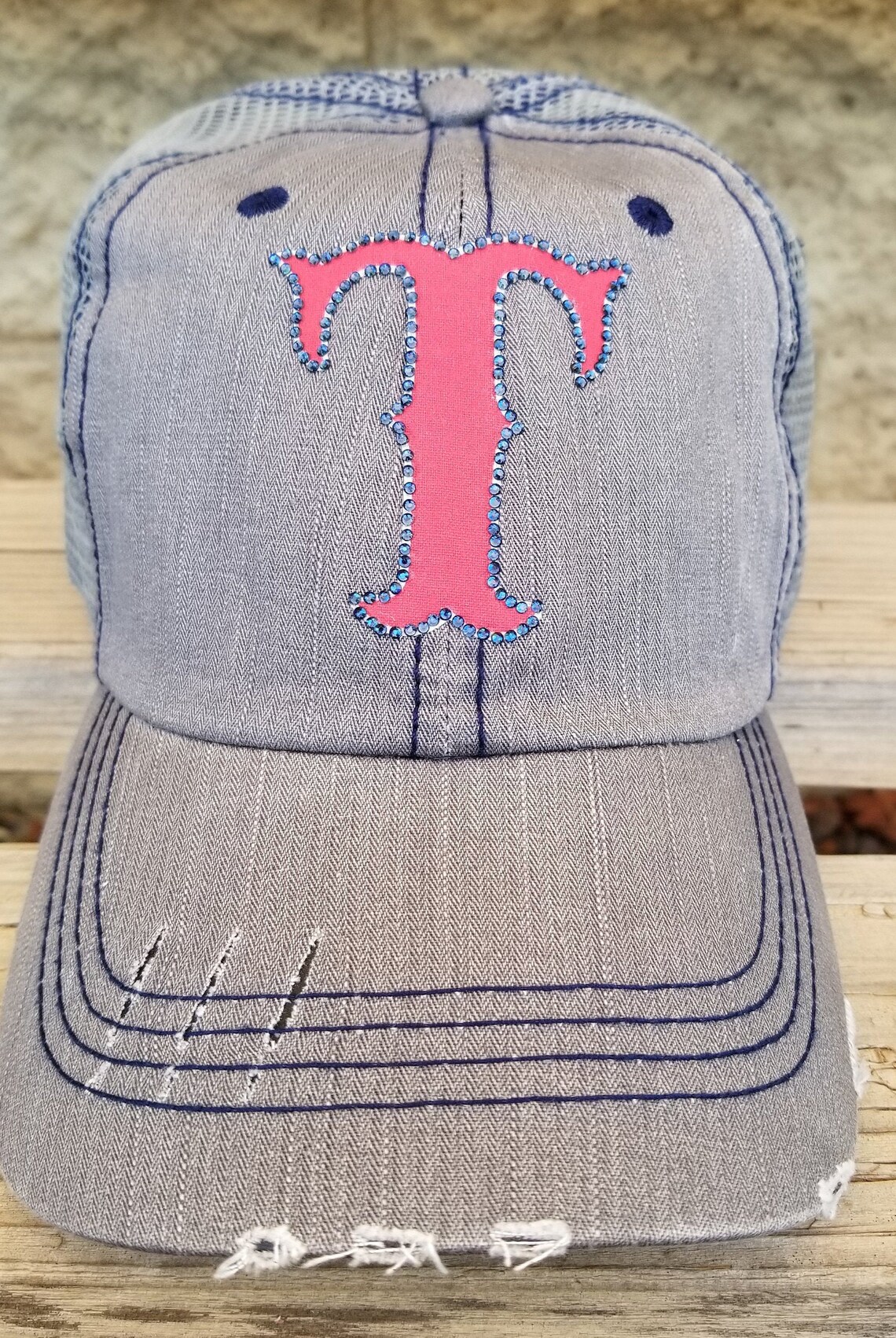 Varsity Letter B, Baseball Mom Hat, Rhinestone Letter Hat, Custom Bling ...